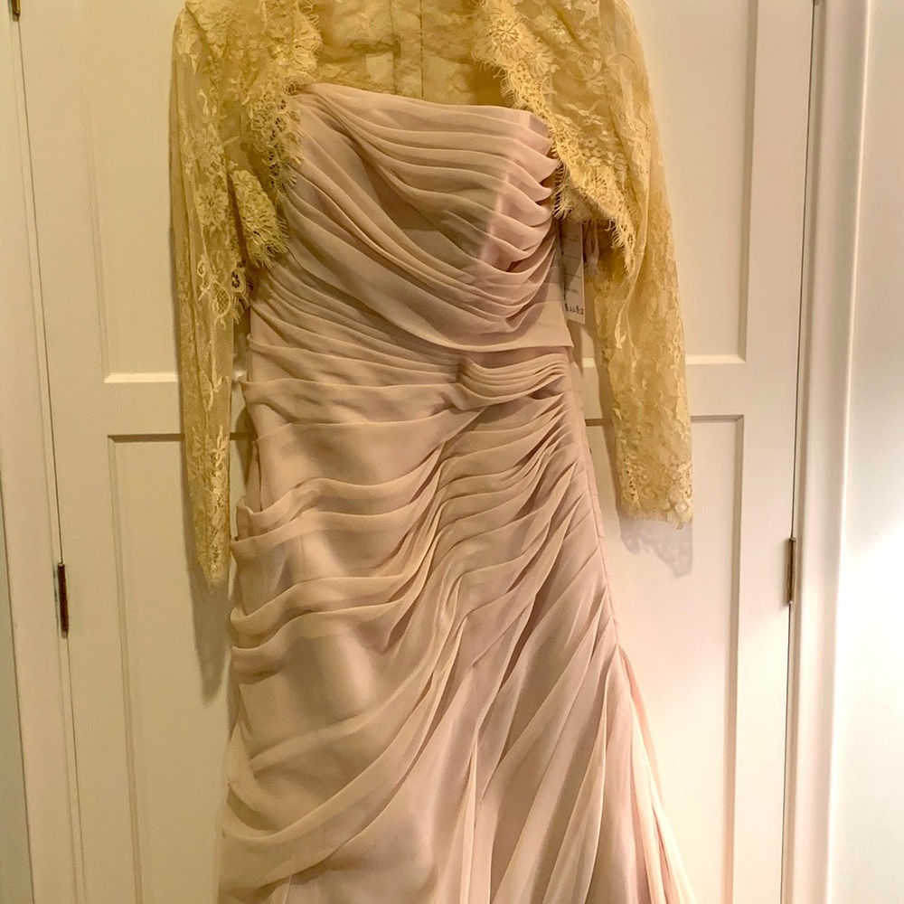 Mon Cherie Mermaid Style Sand Colored Gown With Lace … - Gem